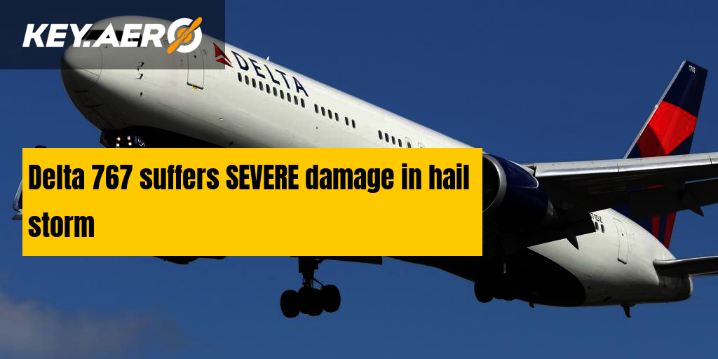 Delta 767 suffers SEVERE damage in hail storm Delta 767 suffers SEVERE damage in hail storm