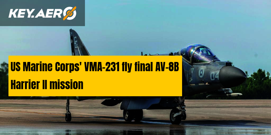 US Marine Corps' VMA-231 fly final AV-8B Harrier II mission