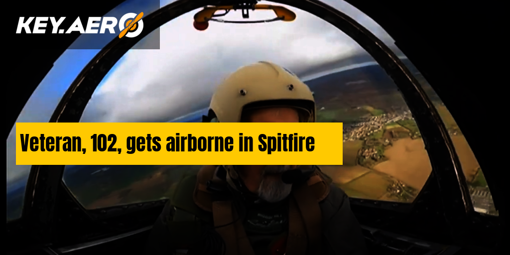 Veteran, 102, gets airborne in Spitfire Veteran, 102, gets airborne in Spitfire