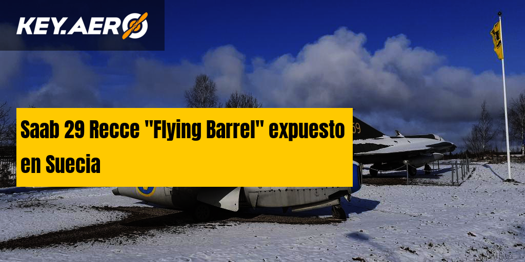 Saab 29 Recce "Flying Barrel" expuesto en Suecia