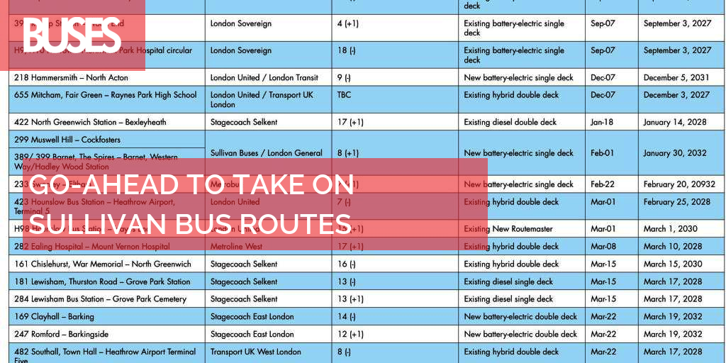 GO-AHEAD TO TAKE ON SULLIVAN BUS ROUTES