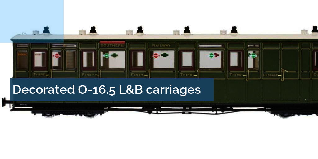 Decorated Lionheart Trains L&B carriages in 7mm