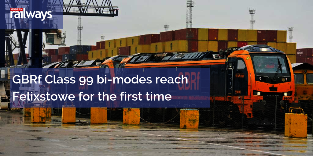 GBRf Class 99 bi-modes reach Felixstowe for the first time